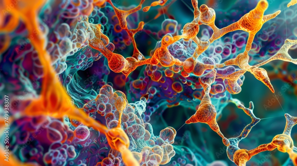 colorful lymphatic vessel of structure under the electron microscope ...