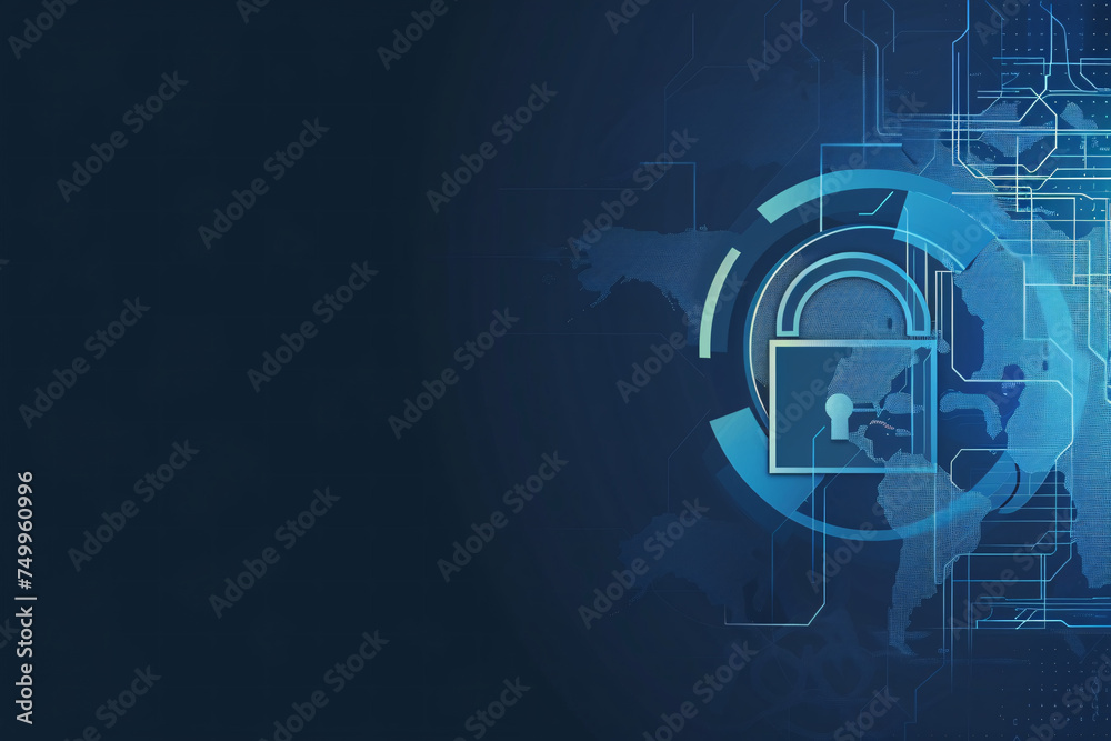 Blue digital lock interface with circular design Stock Illustration ...