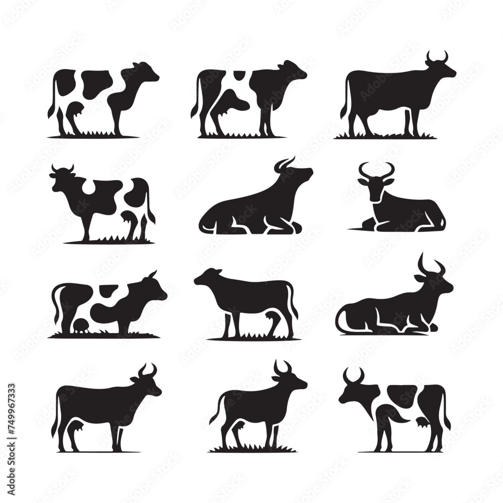 Majestic Bovine: Vector Cow Silhouette - Embodying the Grace and ...