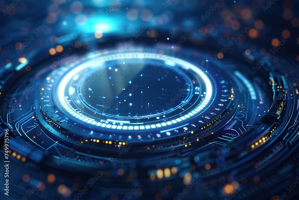 Hi-tech circle Blue lines glowing Tech Time Tunnel Abstract digital ...