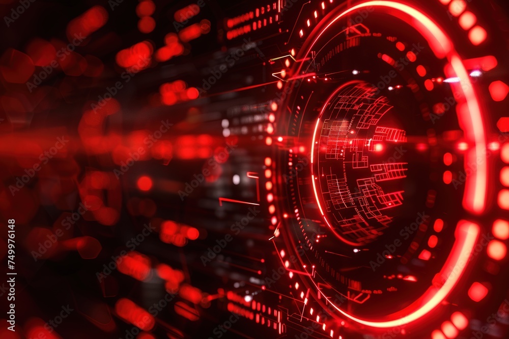 Hi-tech circle red lines glowing Tech Time Tunnel Abstract digital ...