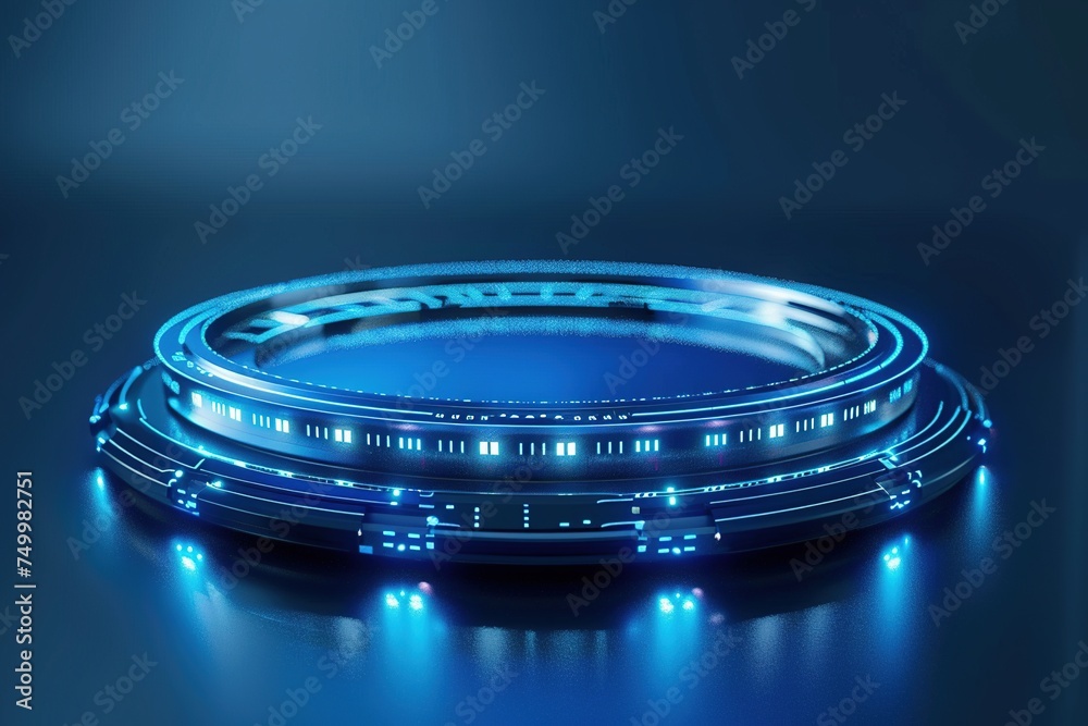 Hi-tech circle Blue lines glowing Tech Time Tunnel Abstract digital ...
