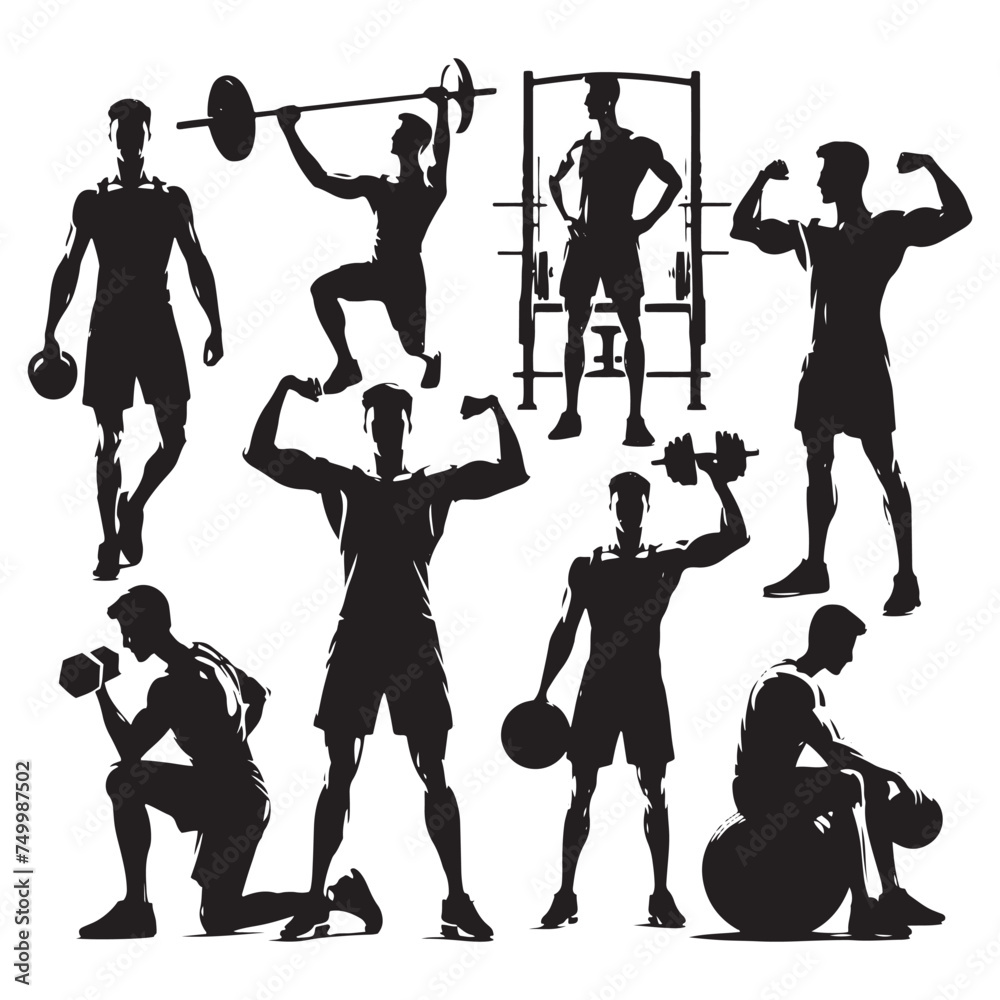 Fitness Titan: Vector Gym Man Silhouette - Harnessing Strength and ...