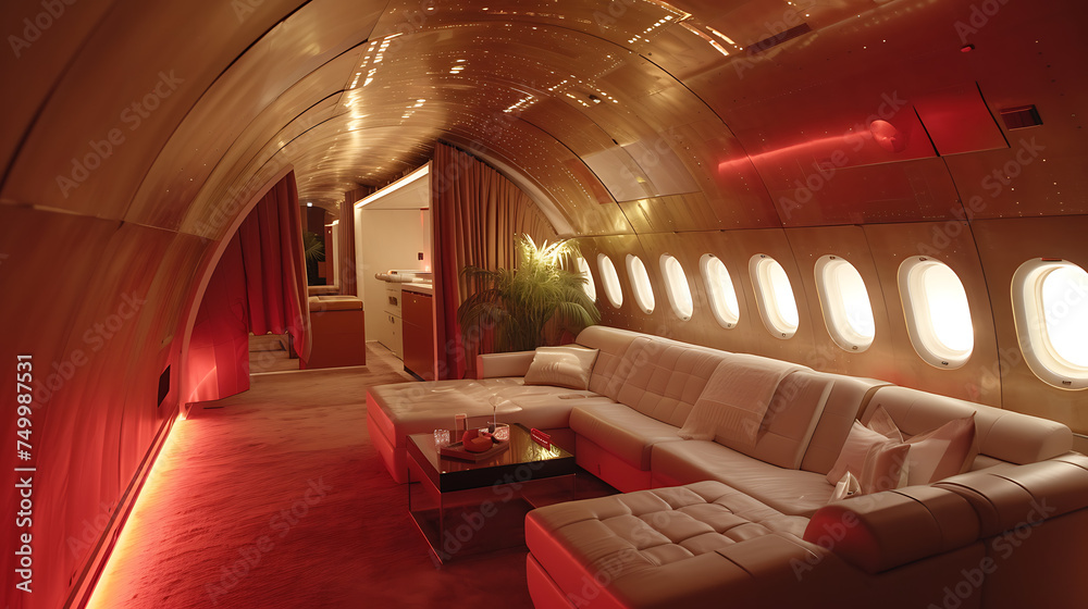 interior of an airplane - a cabin inside a commercial airline aircraft ...