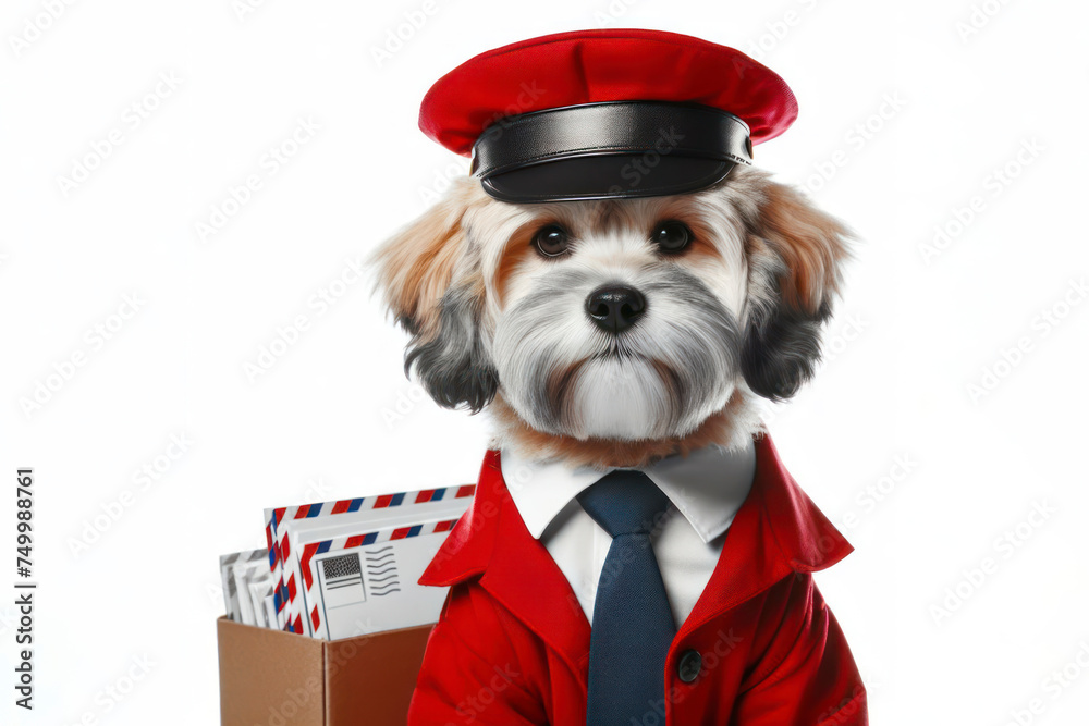 dog postman isolated on a white background. ai generative Stock ...