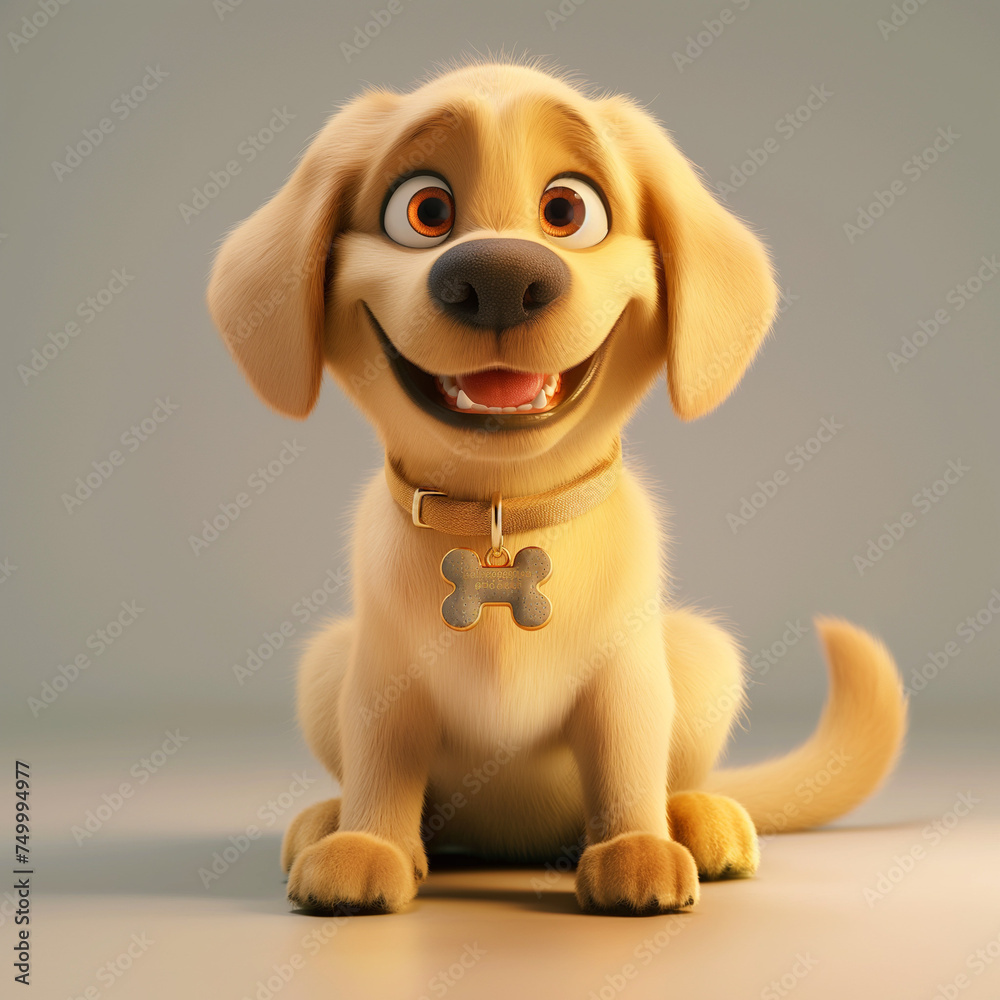 Cute Cartoon Golden Retriever Labrador Stock Photo | Adobe Stock