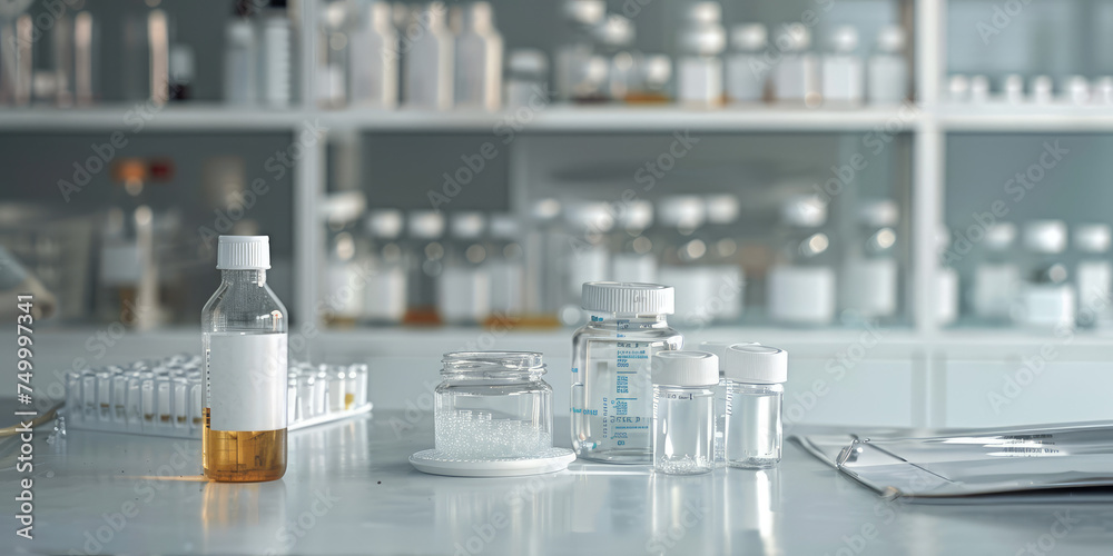 Laboratory Glassware close-up. Neatly organized array of test tubes and ...