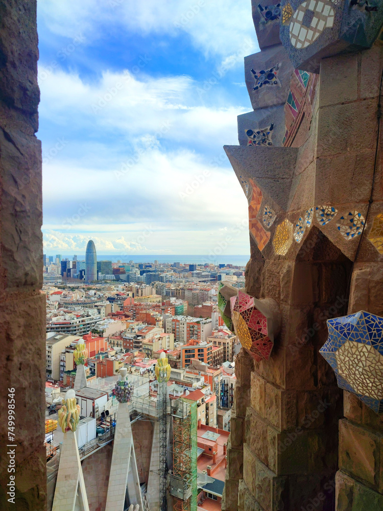 View of Barcelona, Spain, from the highest point of the Basilica de la ...