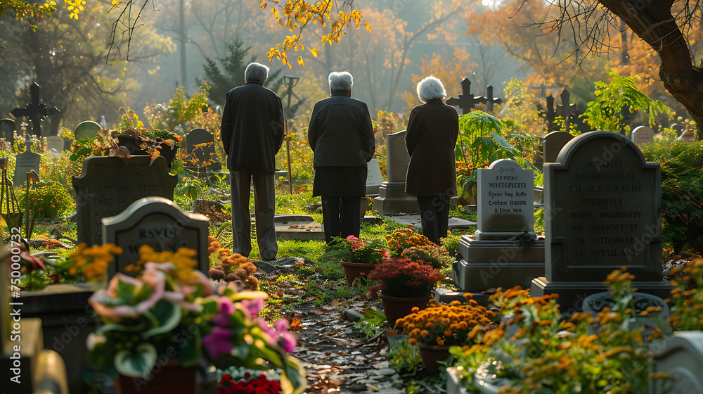 Cemetery Farewell Gathering, Capture the solemnity of a funeral ...