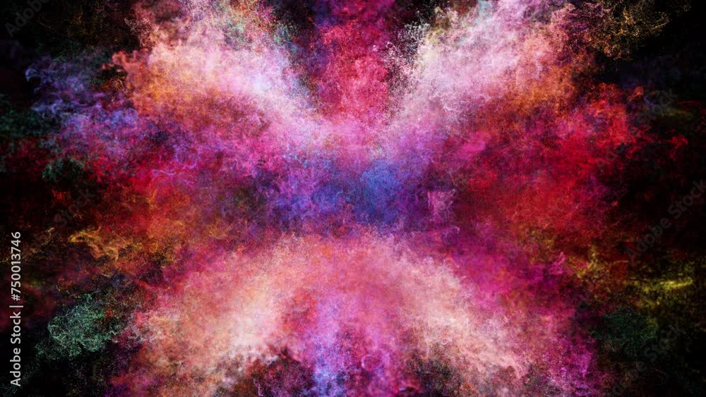 Color particles powder explosion animation, super slow motion. Color ...
