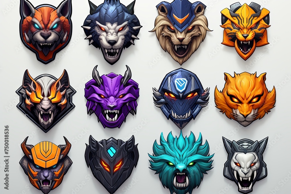 Mascot logo icon set sticker clipart illustration isolated on white ...