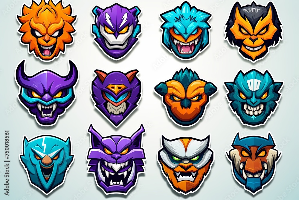 Mascot logo icon set sticker clipart illustration isolated on white ...