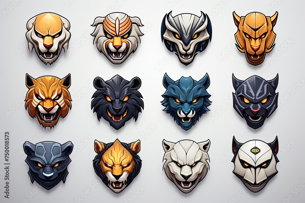 Mascot logo icon set sticker clipart illustration isolated on white ...
