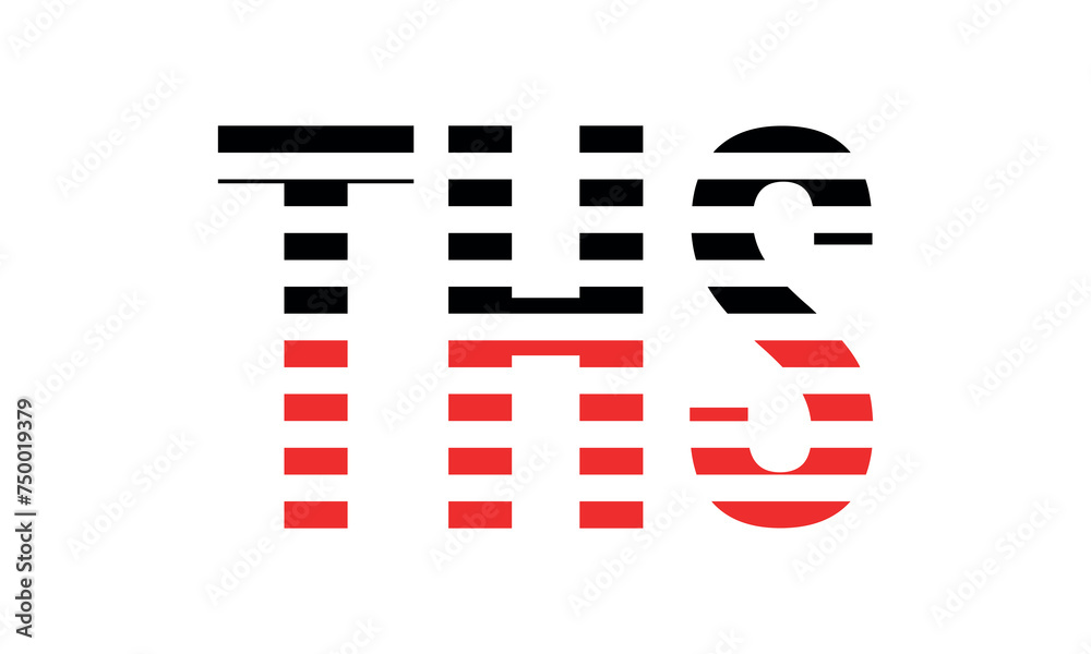 THS three initial letter iconic line negative space minimal logo design ...