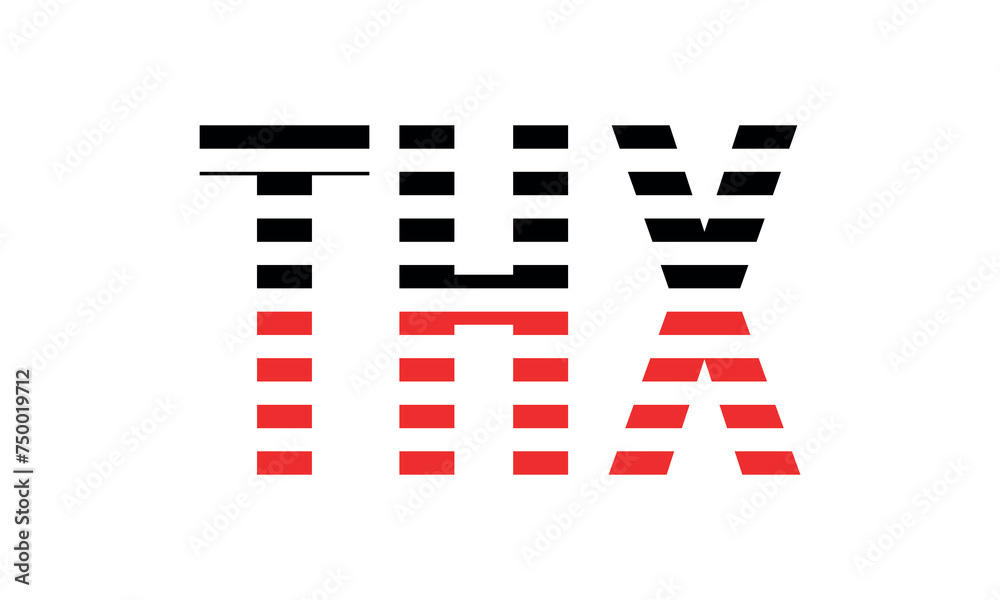 THX three initial letter iconic line negative space minimal logo design ...