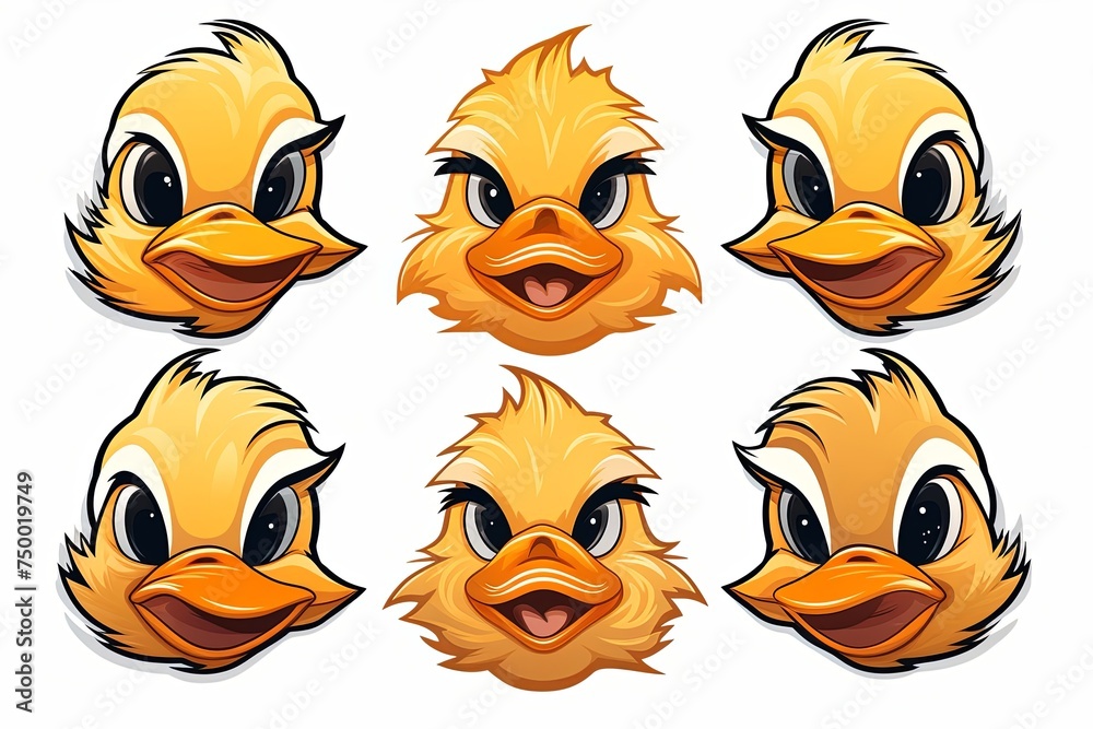 Printable cute duck mascot icon sticker clipart cartoon Illustration ...