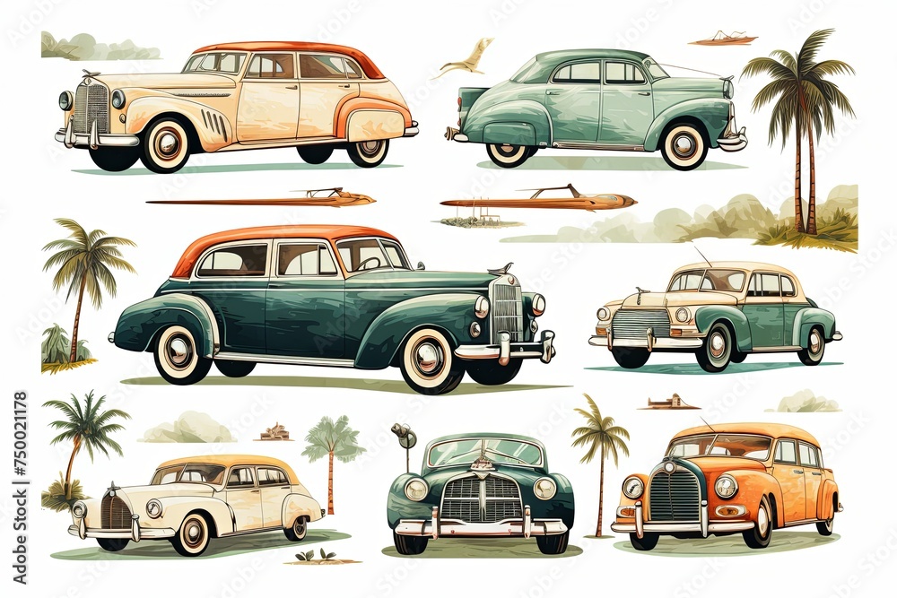 Collection of Cartoon Style Car Sticker Clipart Illustration Set Stock ...