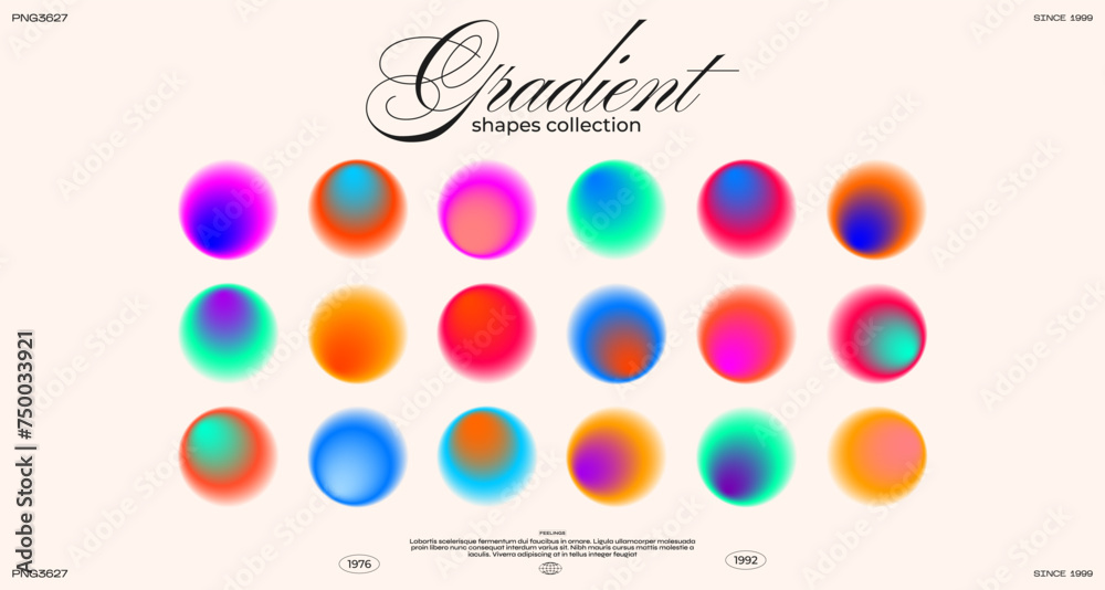 Set of round gradients. Vector set of liquid circles,abstract bright ...