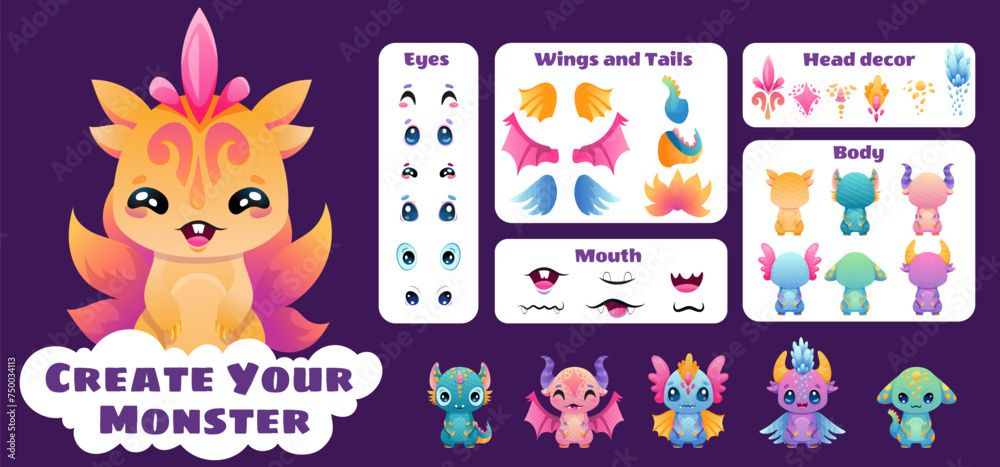 Vetor de Create your Monster and collect cute aliens and funny ...