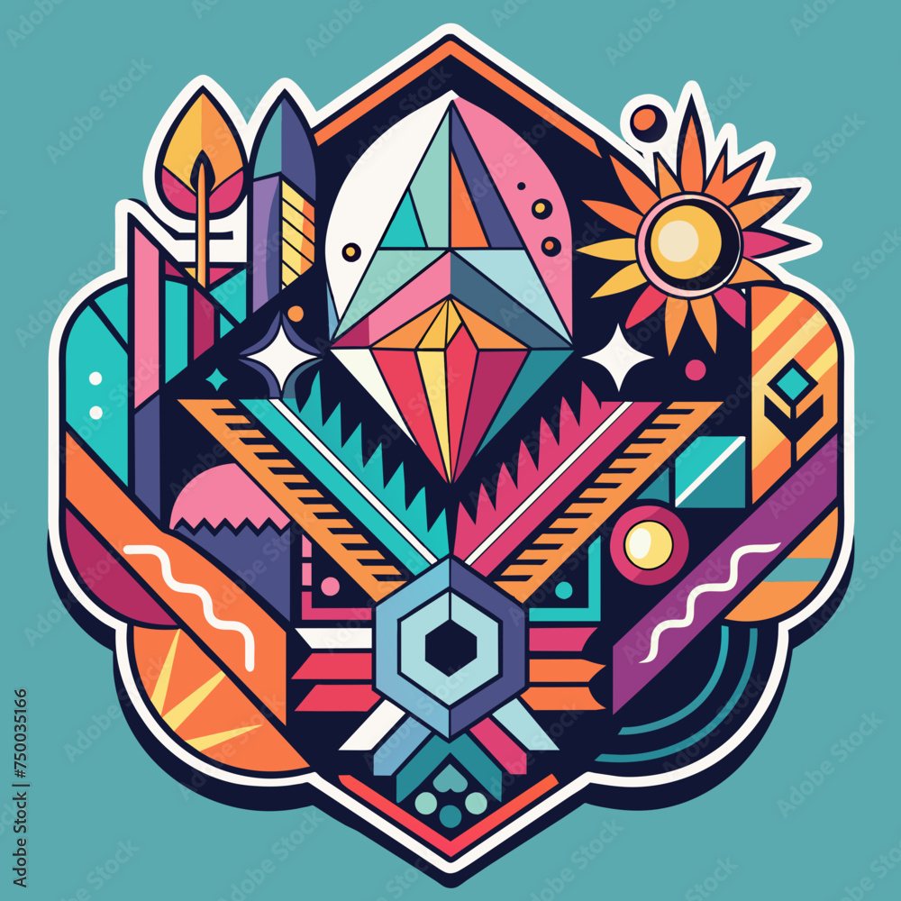 Tshirt Sticker Design of Geometric Harmony Craft a sticker design using ...