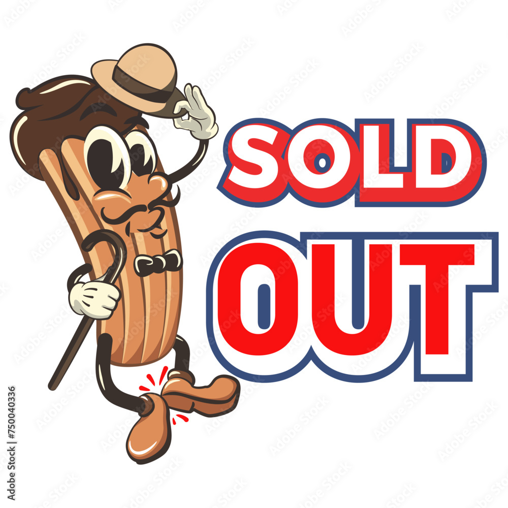 churro cartoon vector isolated clip art illustration mascot with hat ...