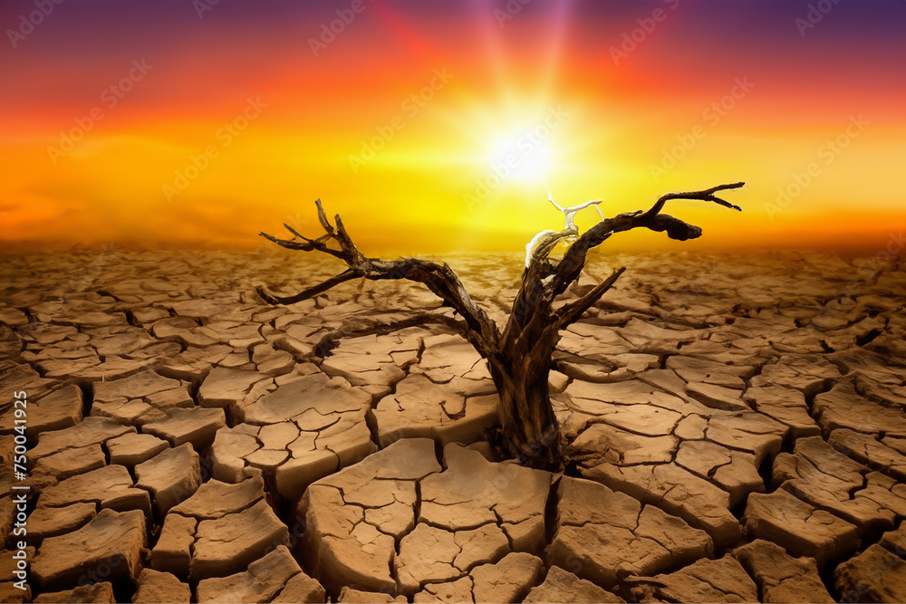 Drought land. Dries, Global drought. Dried tree in Dry cracked earth ...