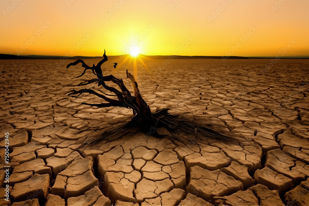 Drought land. Dries, Global drought. Dried tree in Dry cracked earth ...