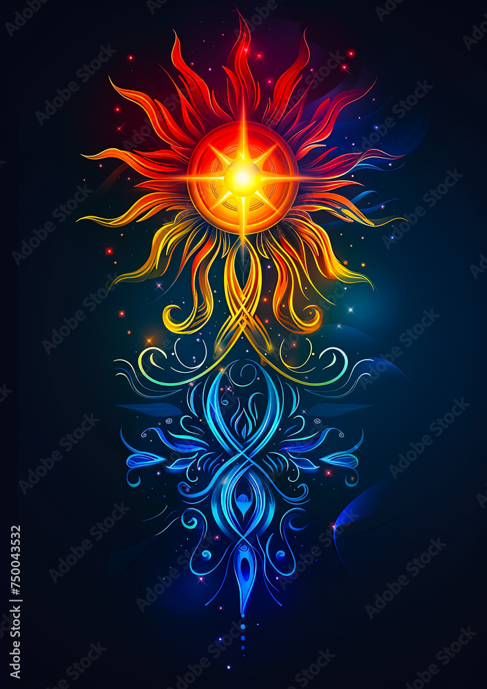 The sun was shining, pagan symbol. Universal Sun Symbol in ...