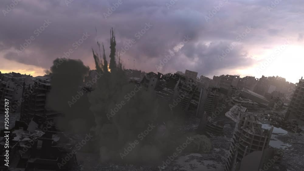 Vidéo Stock building collapsing after earthquake, 3d rendering ...