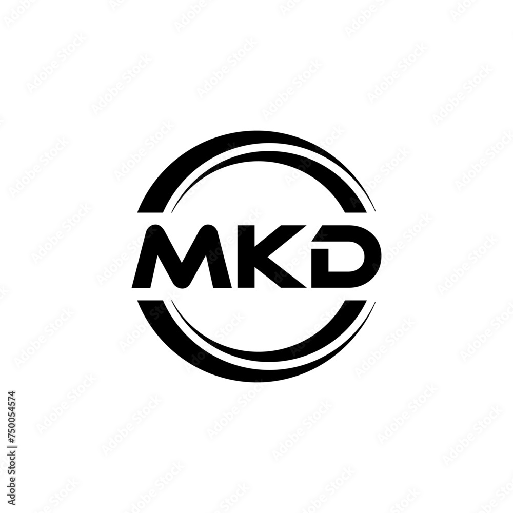 MKD letter logo design with white background in illustrator, vector logo modern alphabet font ...