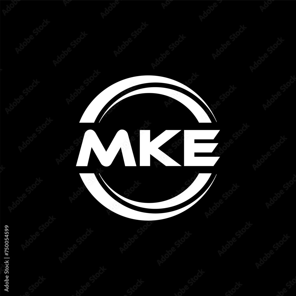 MKE letter logo design with black background in illustrator, vector ...