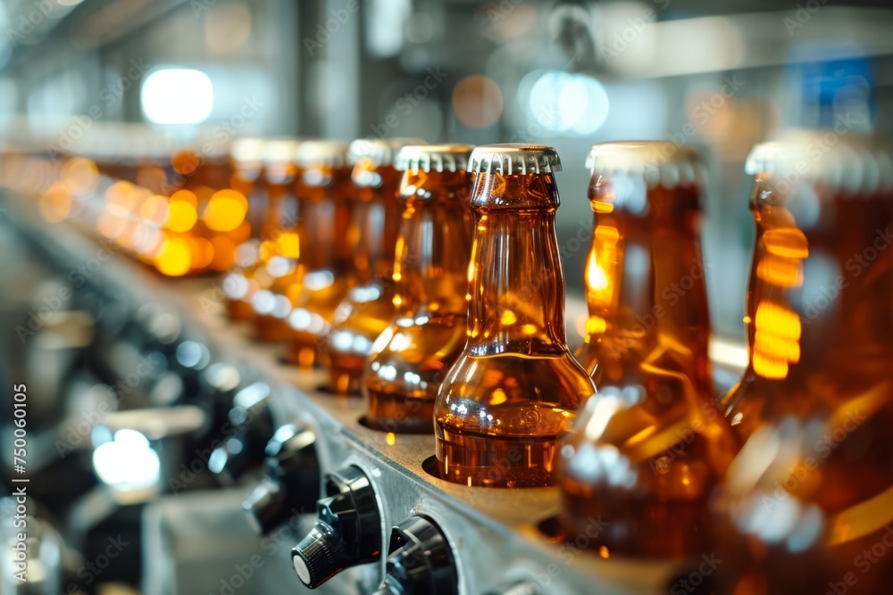 Production of brewing and bottling craft beer at a beer production ...