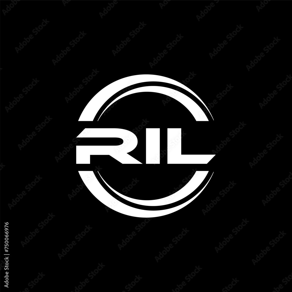 RIL letter logo design with black background in illustrator, vector ...