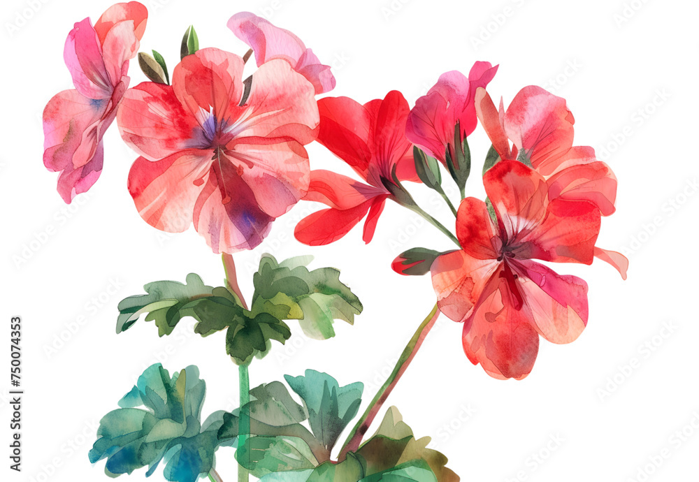 watercolor Geranium isolated on transparent background. PNG file Stock ...