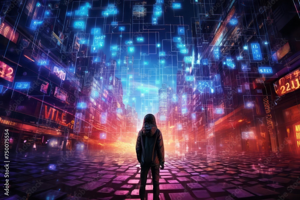 Price Algorithms As Ethereal Lines Of Code Cascading Through A Digital Landscape Neon Lit