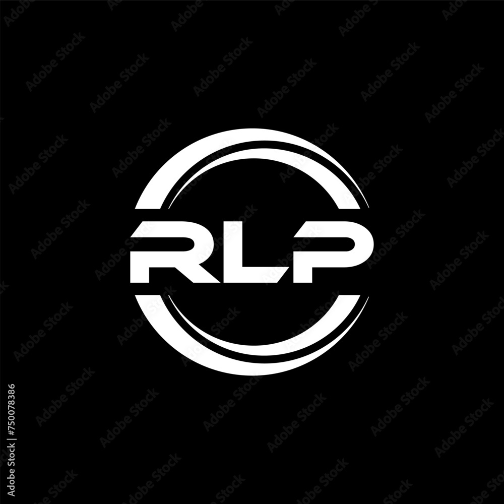 Vecteur Stock RLP letter logo design with black background in ...