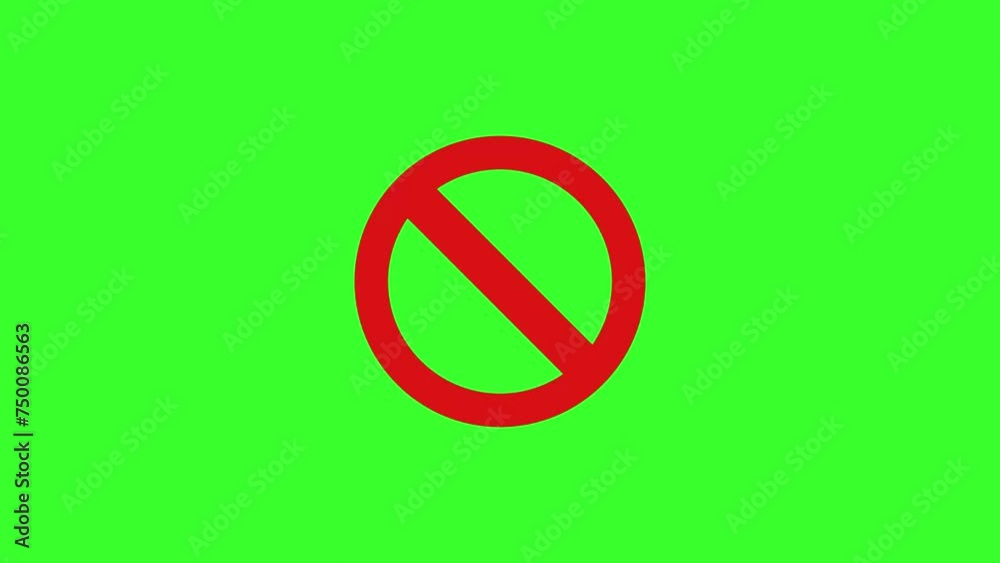 Video „No Symbol animation isolated green screen. Prohibition Red Sign ...