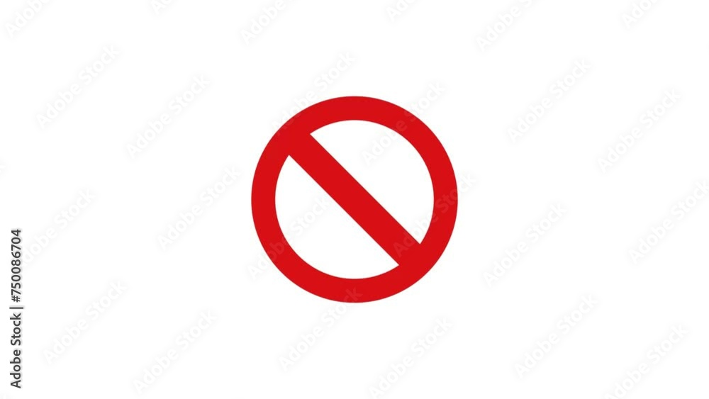 No Symbol animation isolated green screen. Prohibition Red Sign Chroma ...