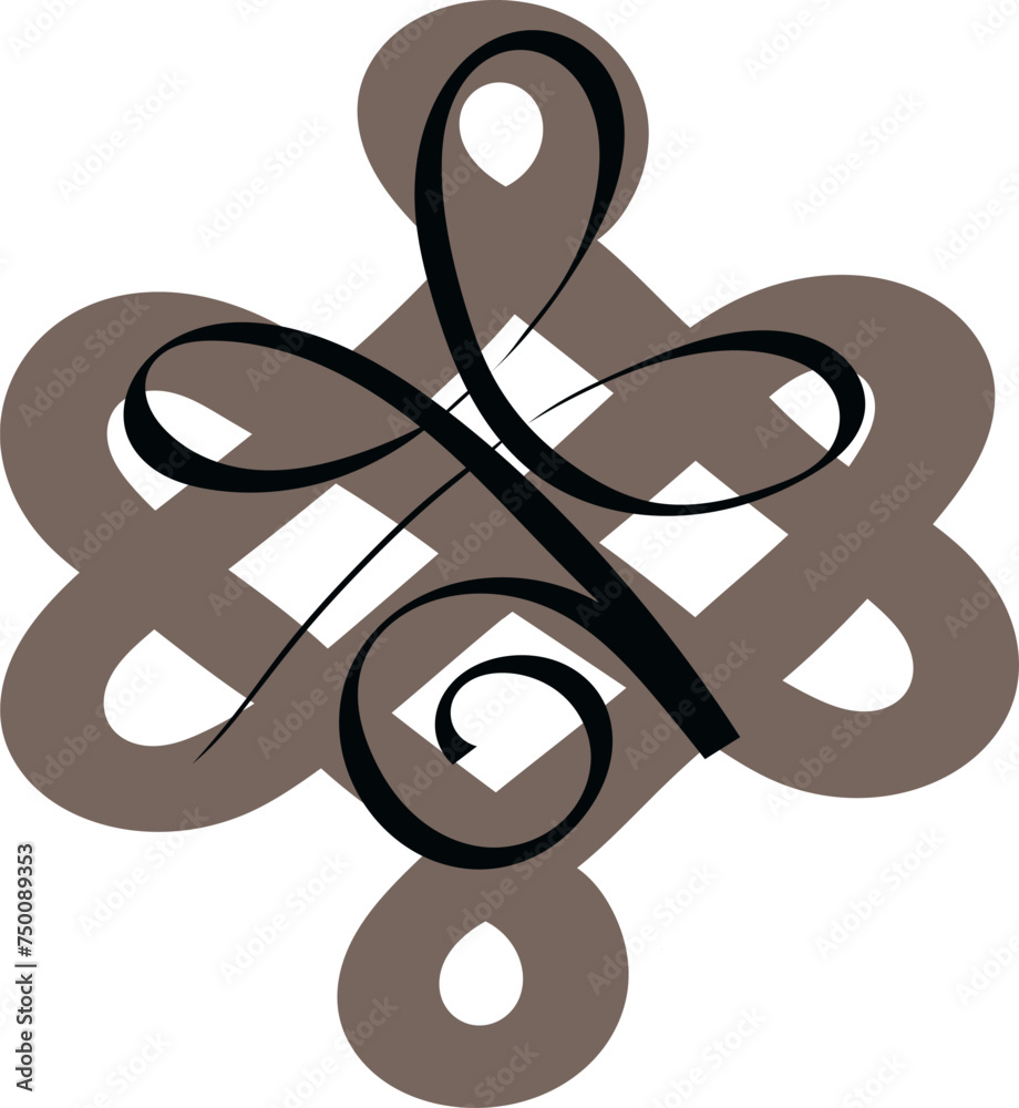 Vetor de Sanskrit symbol for unconditional love over the Eternal knot ...