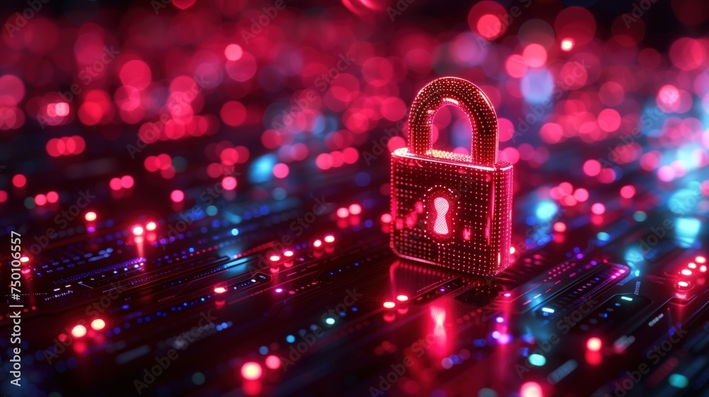 Cybersecurity and privacy concepts to protect data. Lock icon and ...