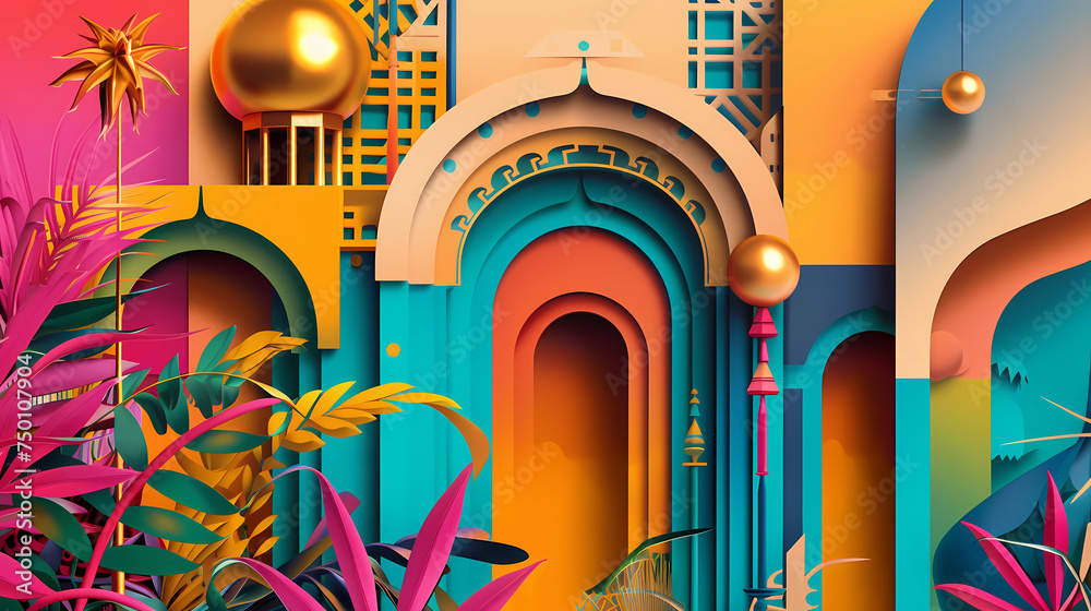 Ramadan Kareem greeting card, poster, banner design with a traditional ...