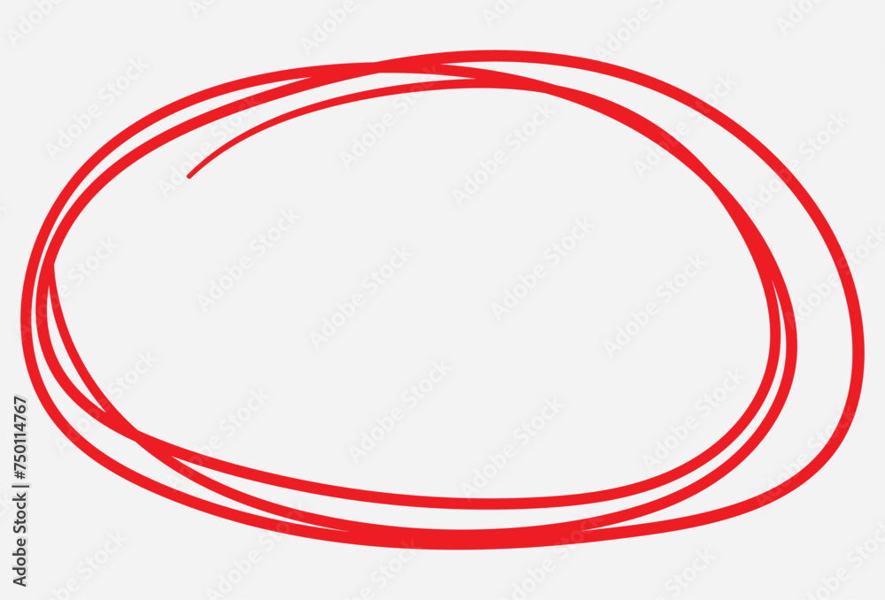 Red circle line hand drawn. Highlight hand drawing circle isolated on ...
