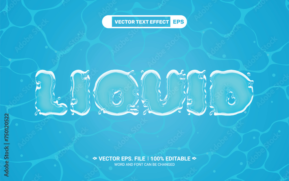 Liquid water splash 3d editable vector text style effect Stock Vector ...