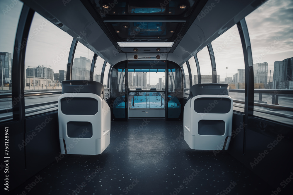 Self driving bus. Autonomous bus driving in city. Future Electric ...