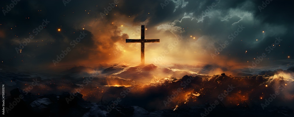 "The Luminous Cross: A Celestial Scene Depicting Christ's Sacrifice on ...