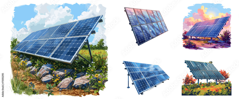 Solar panel, sustainable energy, solar power clipart vector ...