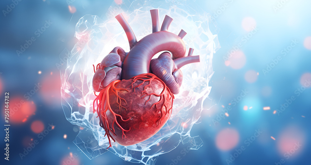 Anatomy of Human Heart on medical background, Human heart, polygonal ...
