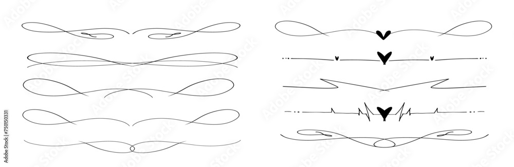 Set of linear text dividers.Vector graphics. Stock Vector | Adobe Stock