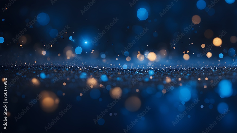 Glitter light blue particles stage and light shine abstract background ...