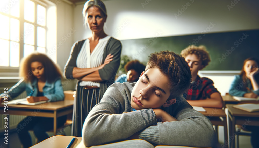 Child sleeping in the classroom at school ,Students who often fall ...
